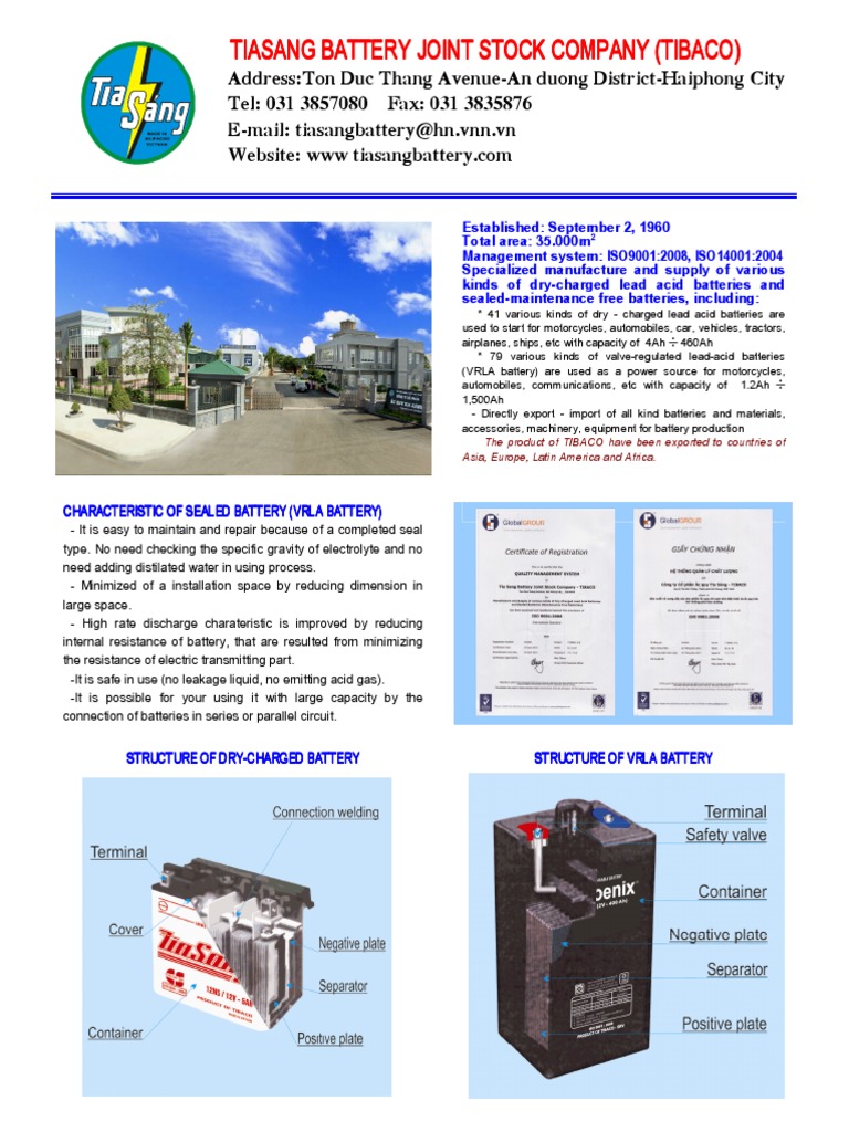 Catalog - Battery - Tia Sang | PDF | Electric Power | Galvanic Cells