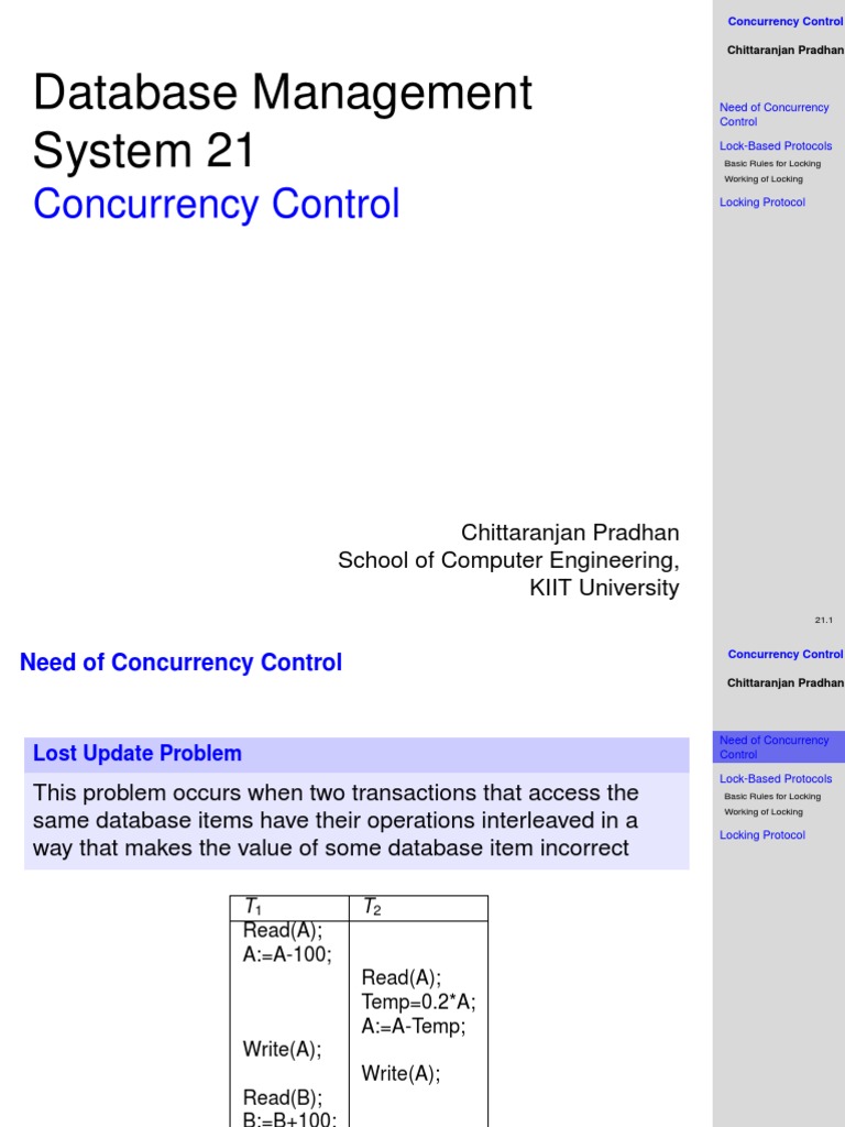 Database Management System 21: Concurrency Control | PDF | Database Transaction | Data