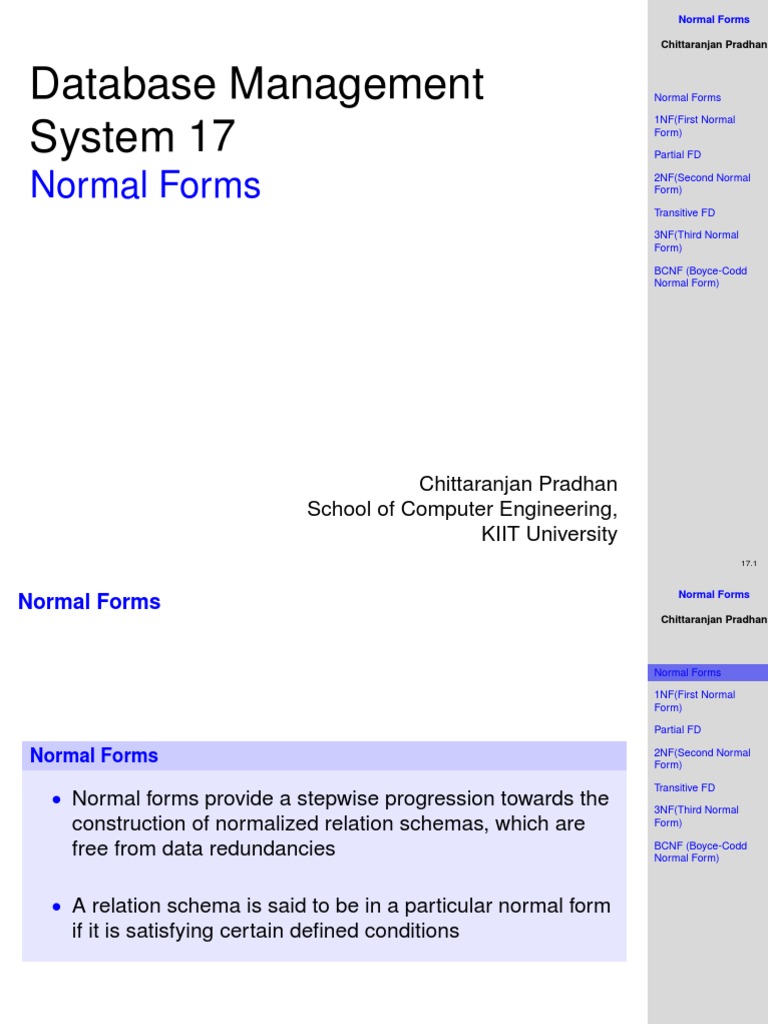 Database Management System 17: Normal Forms | PDF | Data | Databases