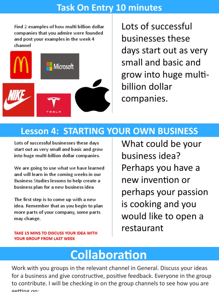 Lesson 4 - Setting Up A Business - Next Steps 061021 | PDF | Marketing ...