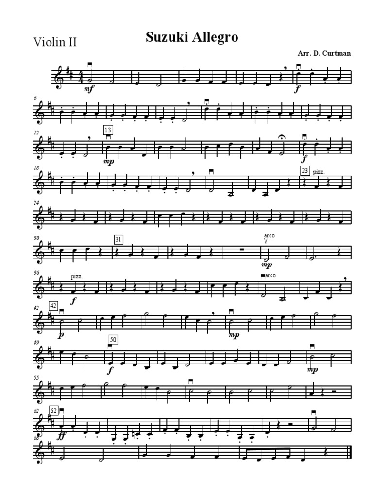 Suzuki Allegro: Violin II | PDF | String Instruments | Musical Instruments