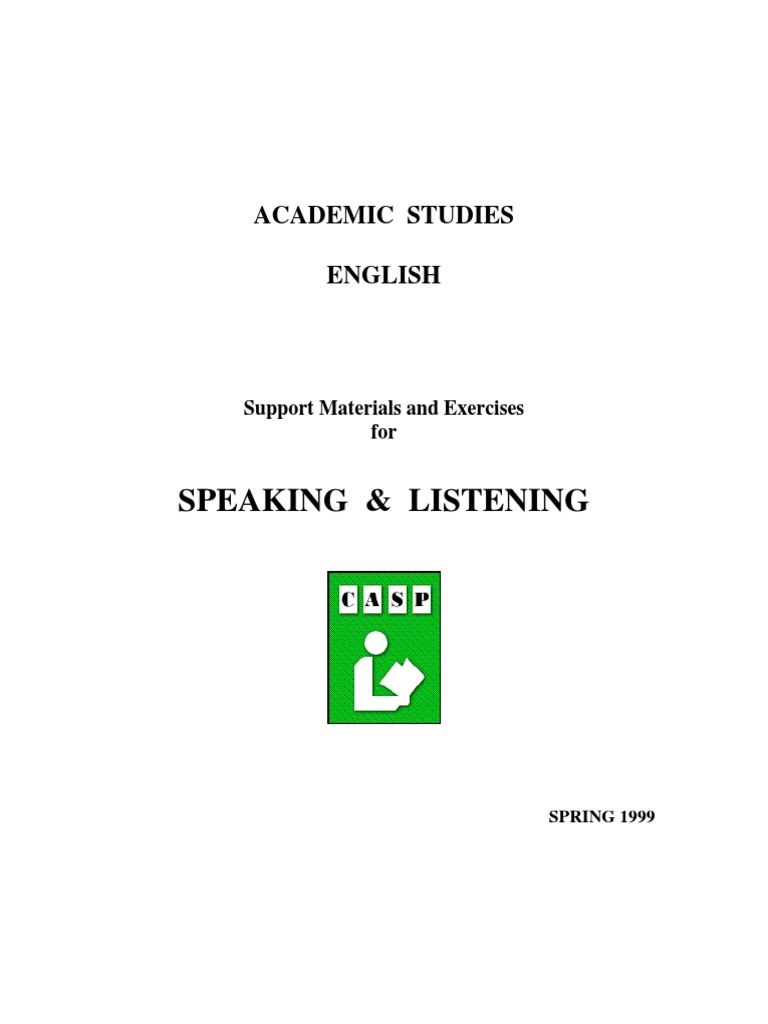 Speaking & Listening: Academic Studies English | PDF | Public Speaking ...