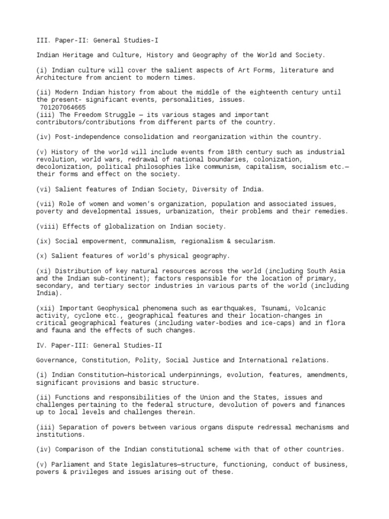 Upsc Syllabus | PDF | Economic Growth | Governance