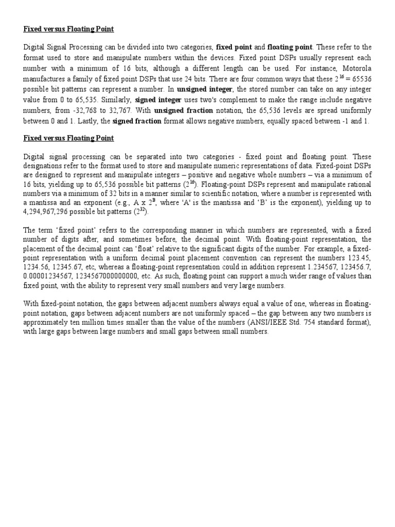 Fixed vs Floating Point Representation | PDF | Numbers | Decimal