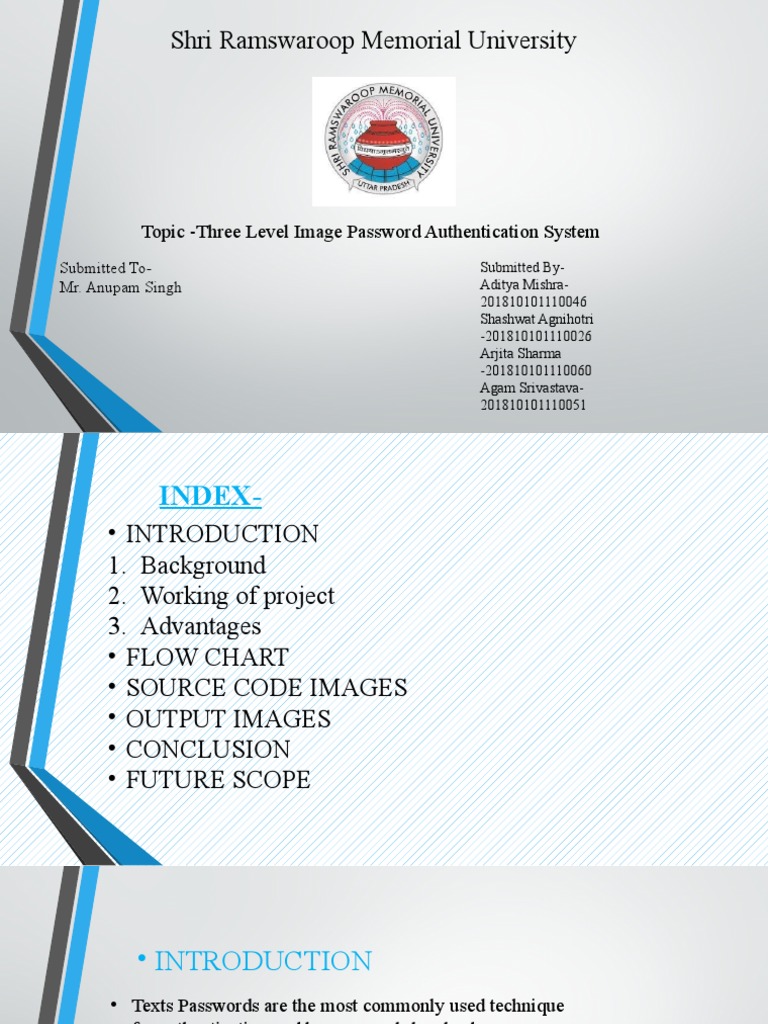 Shri Ramswaroop Memorial University: Topic - Three Level Image Password ...