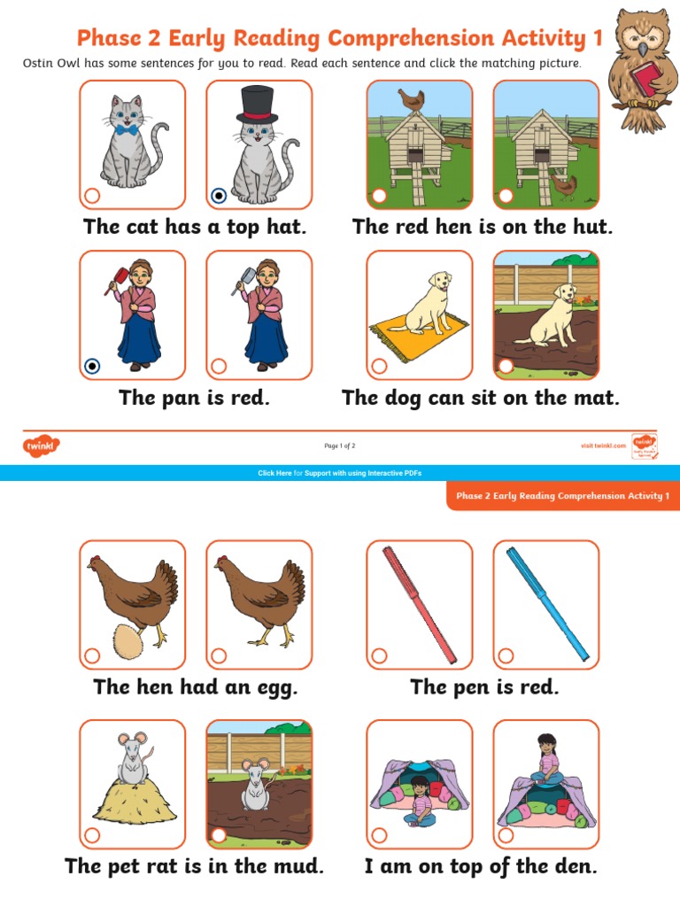 Interactive PDF Phase 2 Early Reading Comprehension Activity 1 - Ver ...