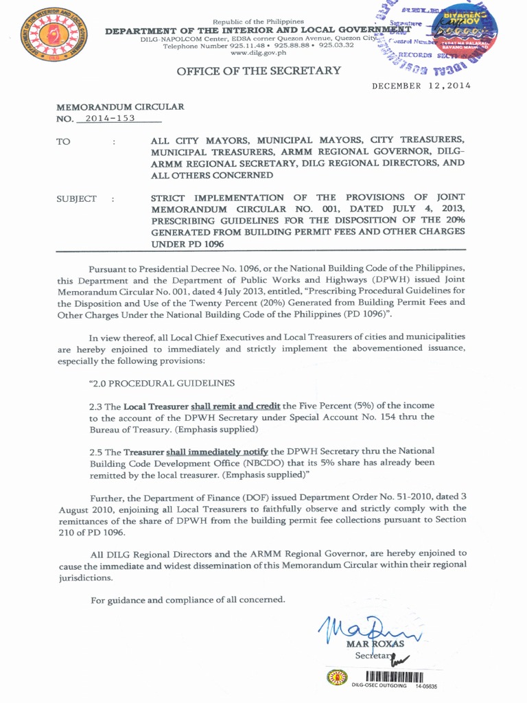 DILG MC No. 2014-153 | PDF