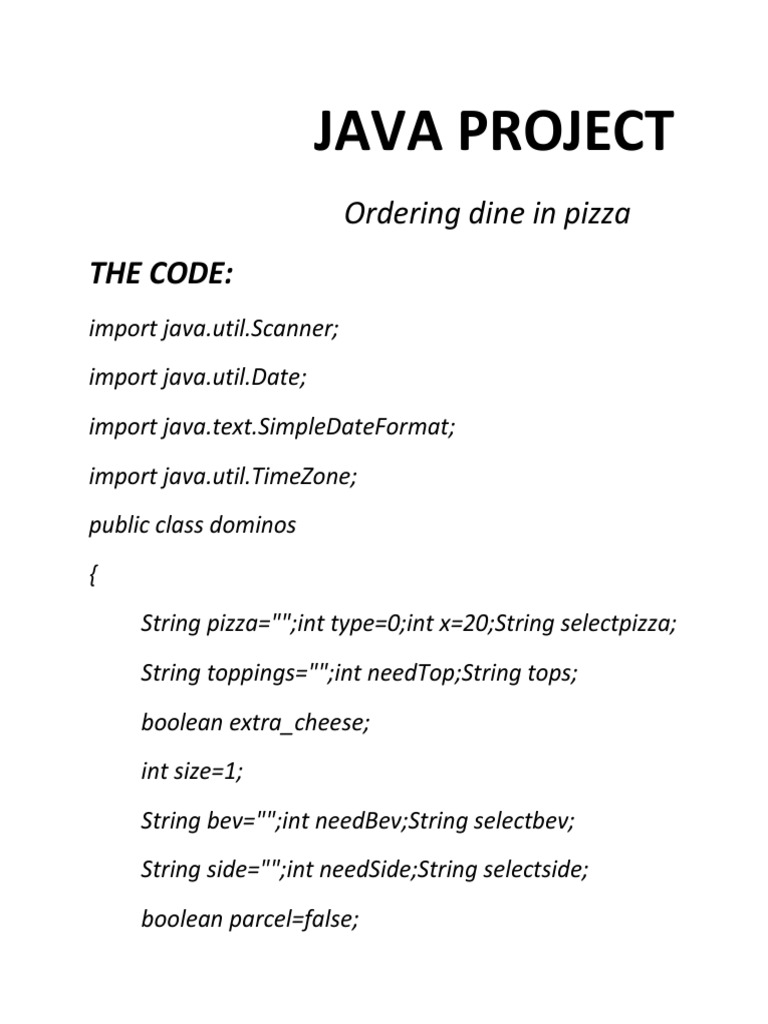 Java Pizza Project PRIYANSHU SINGH | PDF | Western Cuisine | Regional ...