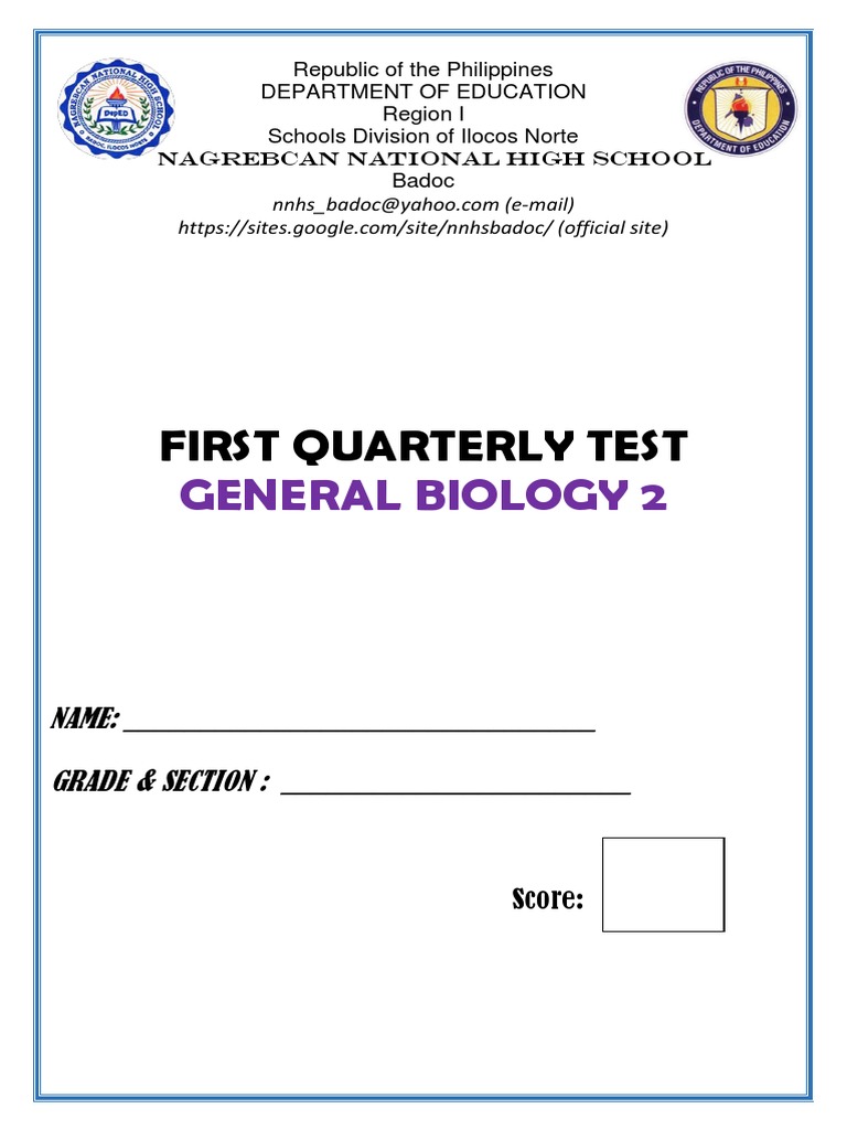 First Quarterly Test: General Biology 2 | PDF | Lymphatic System | Blood
