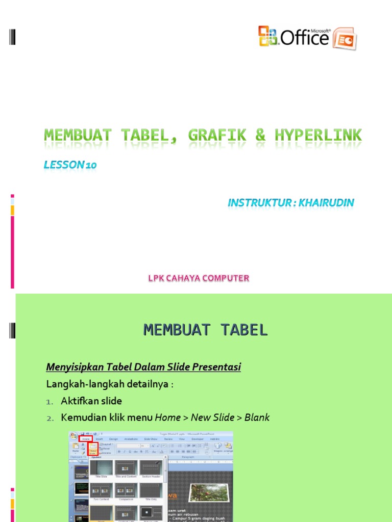Materi Kursus X Power Point LPK Cahaya Komputer 2017 | PDF
