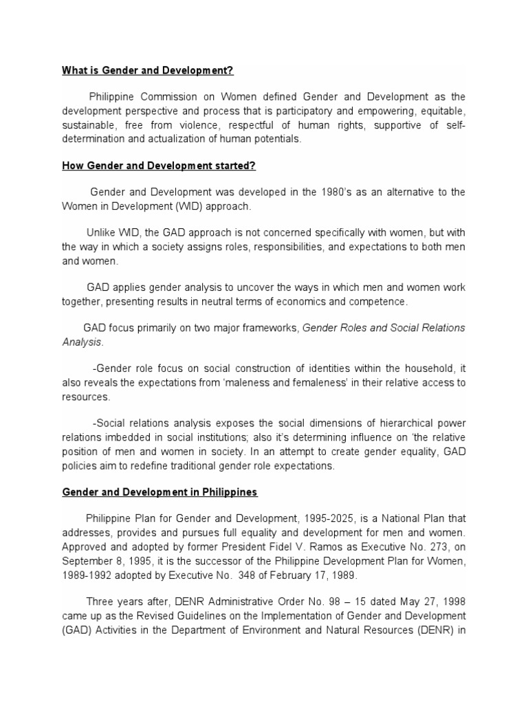 What Is Gender and Development?: Analysis | PDF | Gender And ...