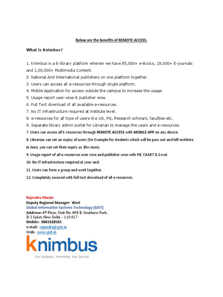 KNIMBUS Benefits - ASM | PDF