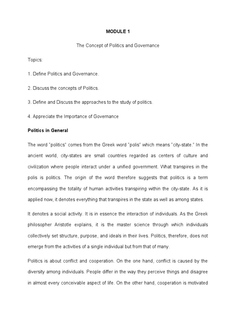 MODULE 1 PolGov | PDF | Governance | Science