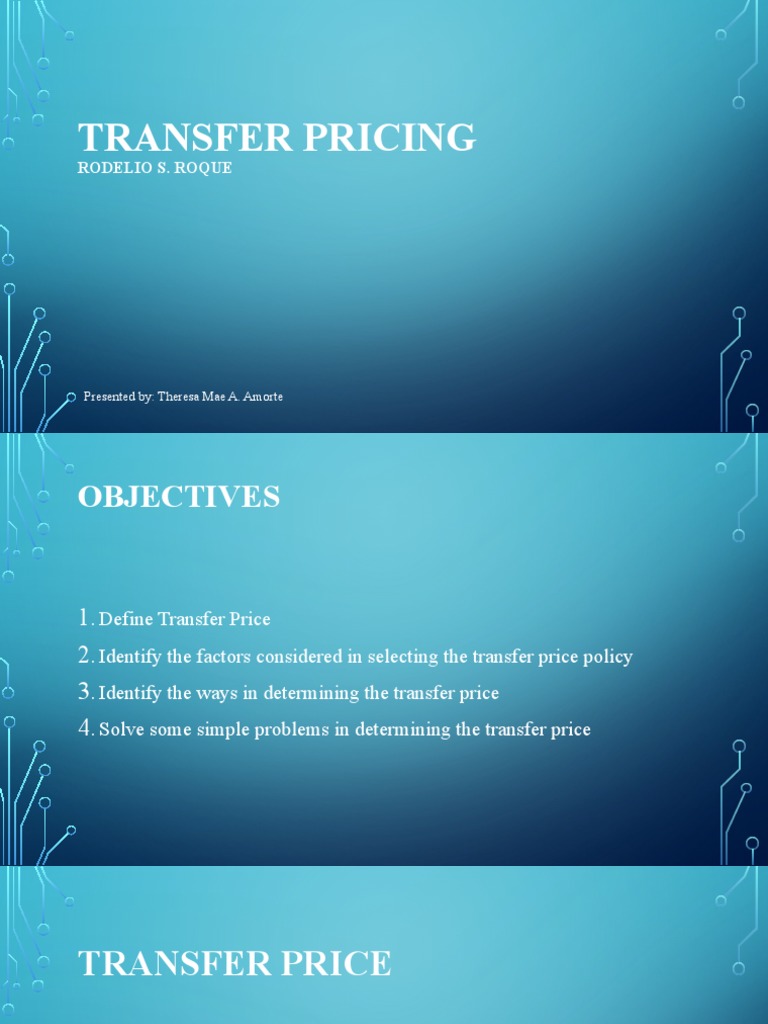 Transfer Pricing: Rodelio S. Roque | PDF | Prices | Profit (Economics)