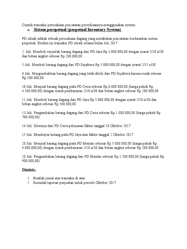 Contoh Jurnal Metode Perpetual dan Periodik | PDF | Pengelolaan ...