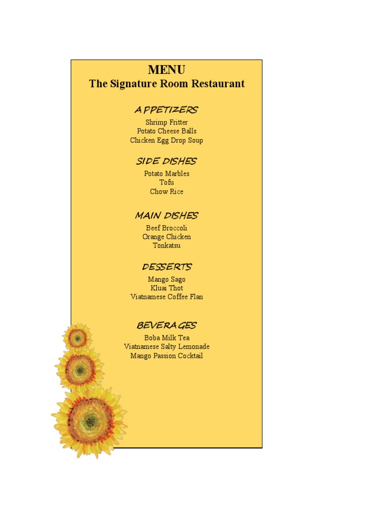 The Signature Room Restaurant: Appetizers | PDF