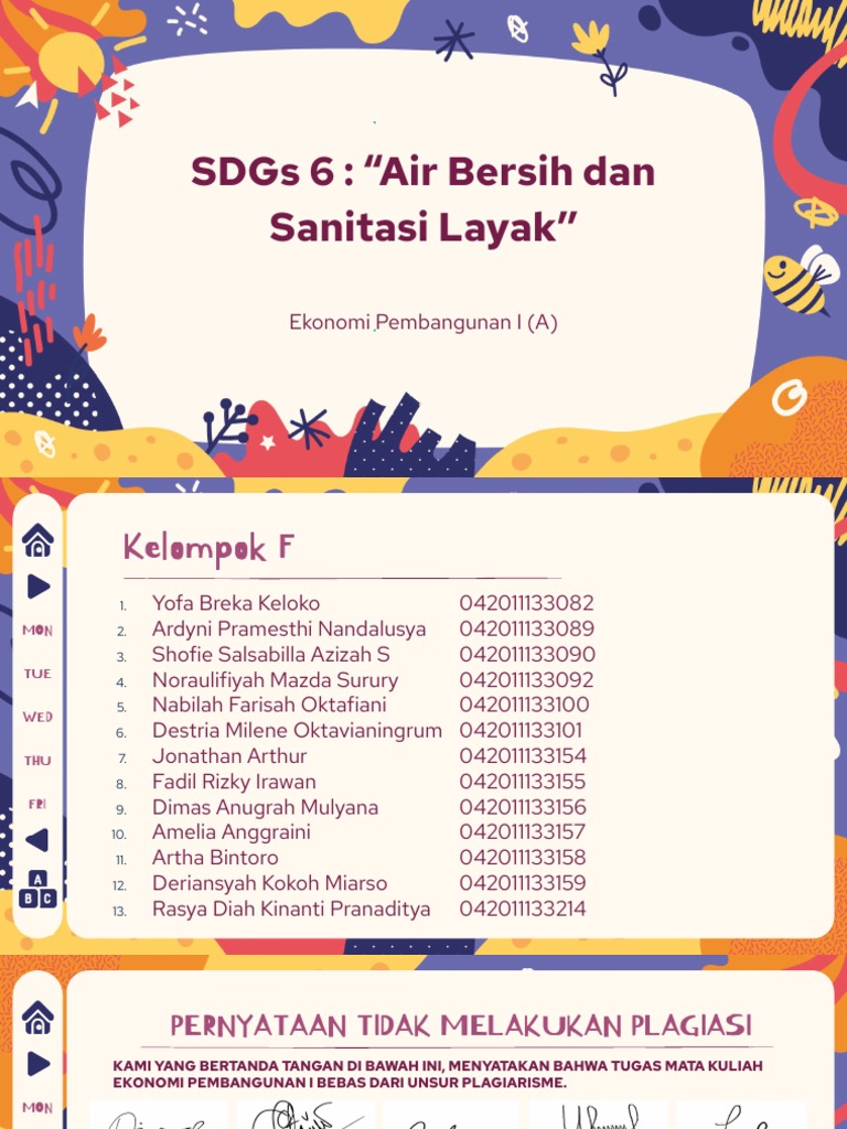 SDGs 6 Air Bersih Dan Sanitasi Layak - Kelompok F - 042011133158 - Artha Bintoro | PDF
