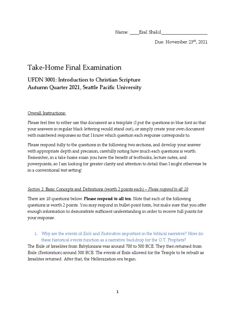 Final Exam Take-Home | PDF | New Testament | Jesus