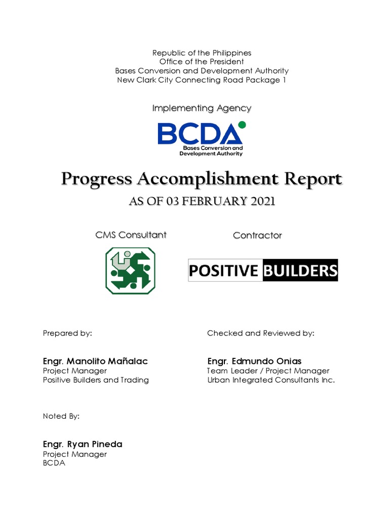 NCC PACKAGE 1 - Monthly Progress Report-January 2021 Final | PDF ...