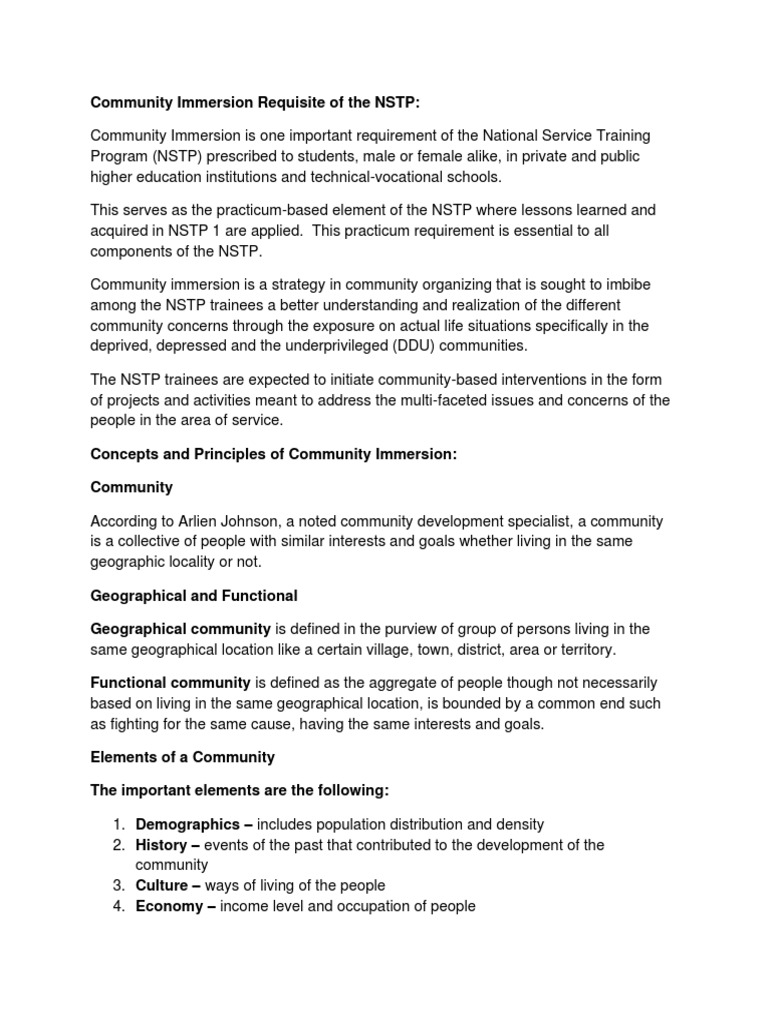 Community Immersion | PDF | Community | Cognition