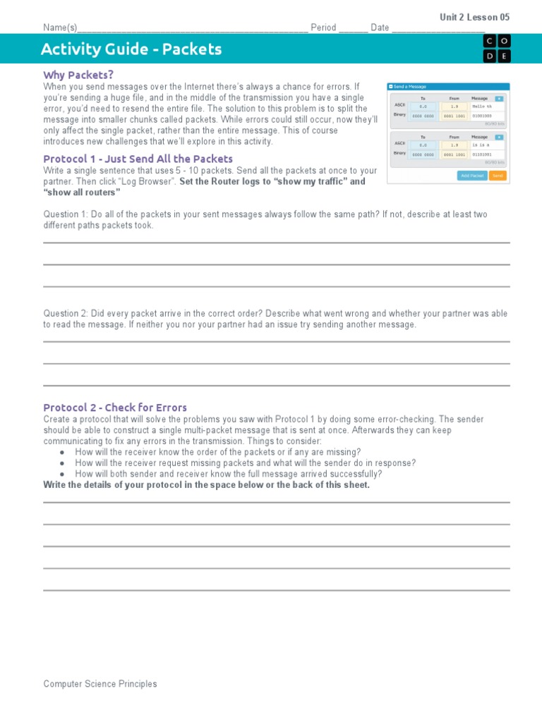 Activity Guide - Packets | PDF