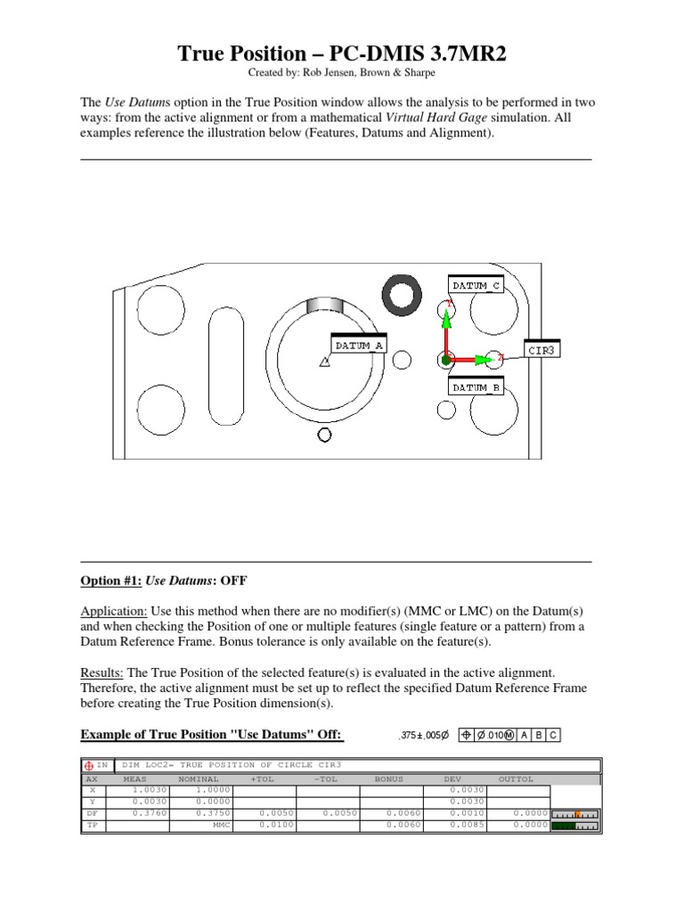 True Position-Use Datums - Info | PDF | Engineering Tolerance ...