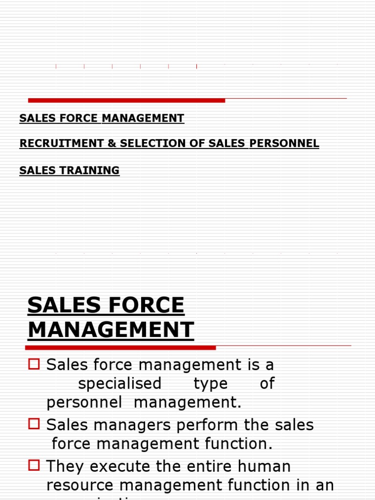 Sales Force Management Strategies | PDF | Sales | Recruitment