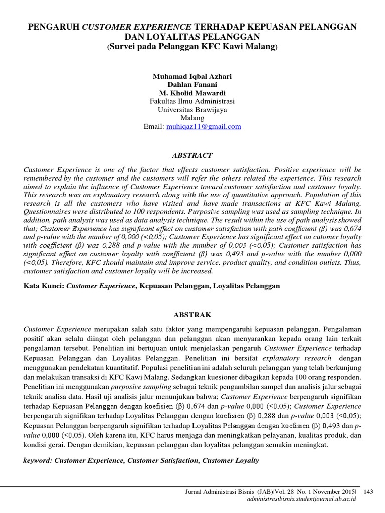 The Influence of Customer Experience on Customer Satisfaction and ...