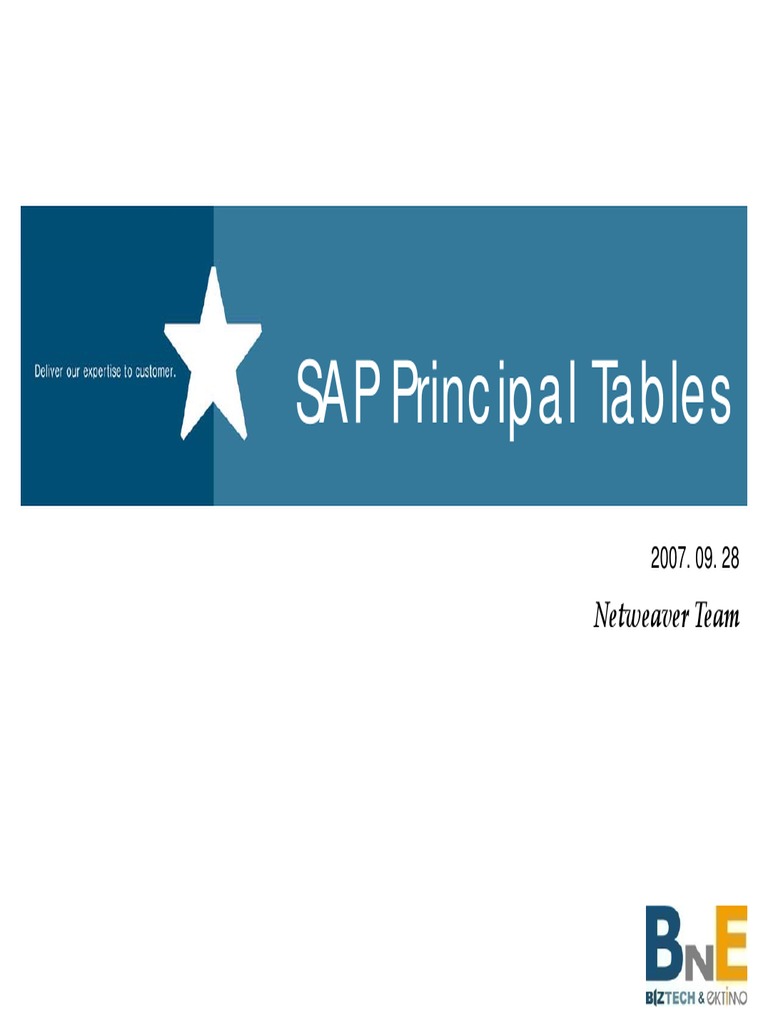 SAP Principal Tables SAP Principal Tables: Netweaver Team | PDF ...