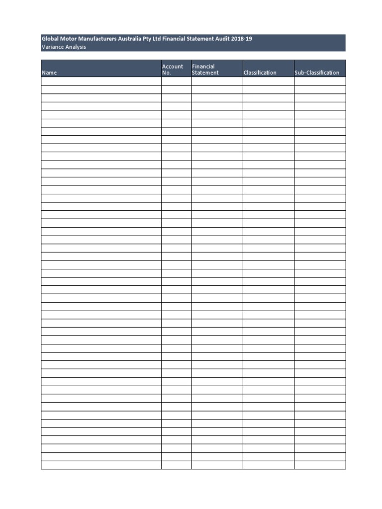 Audit Module 1 - Variance Analysis Template | PDF | Audit | Accounting