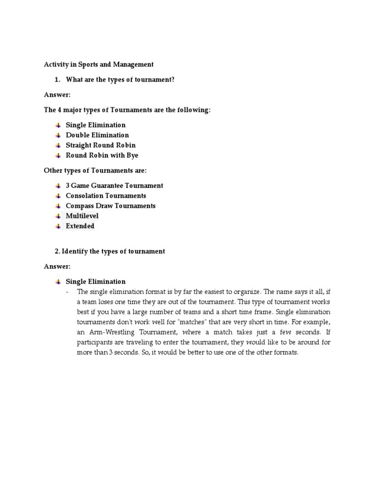 Types of Tournaments | PDF | Tournament | Gaming