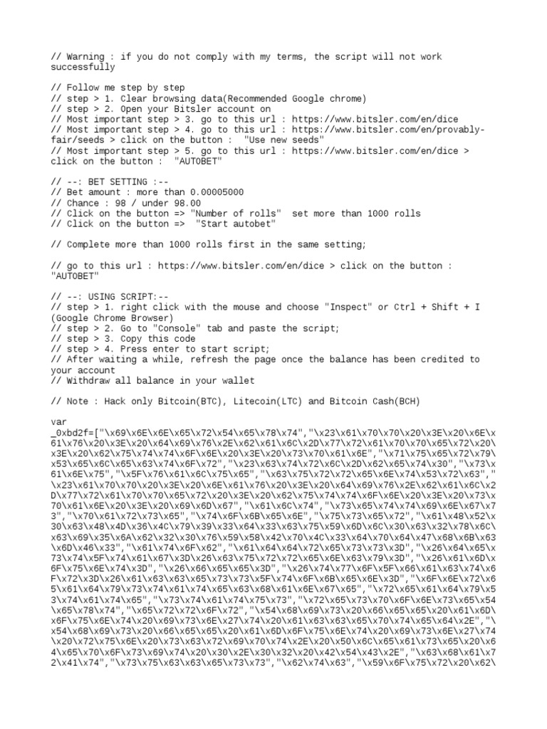 Bitsler Hack Script 2022 v3. | PDF | Graphemes | X86 Architecture