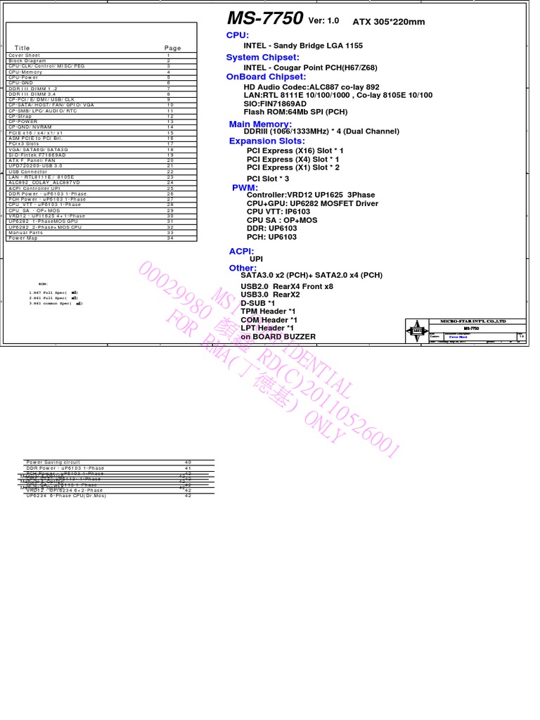 Msi Confidential 00029980 顏鑫 RD (C) 20110526001 For Rma (丁德基) Only ...