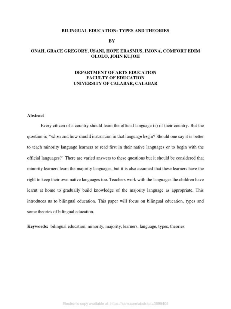 Types of Bilingual Education Programs | PDF | Multilingualism | Learning