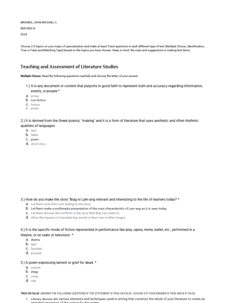 Teaching and Assessment of Literature Studies | PDF | Poetry | Narrative