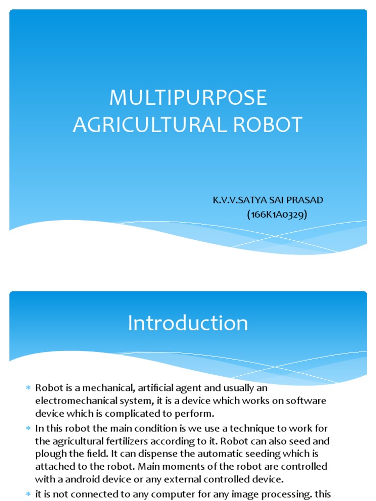 Multipurpose Agricultural Robot | PDF | Robot | Robotics