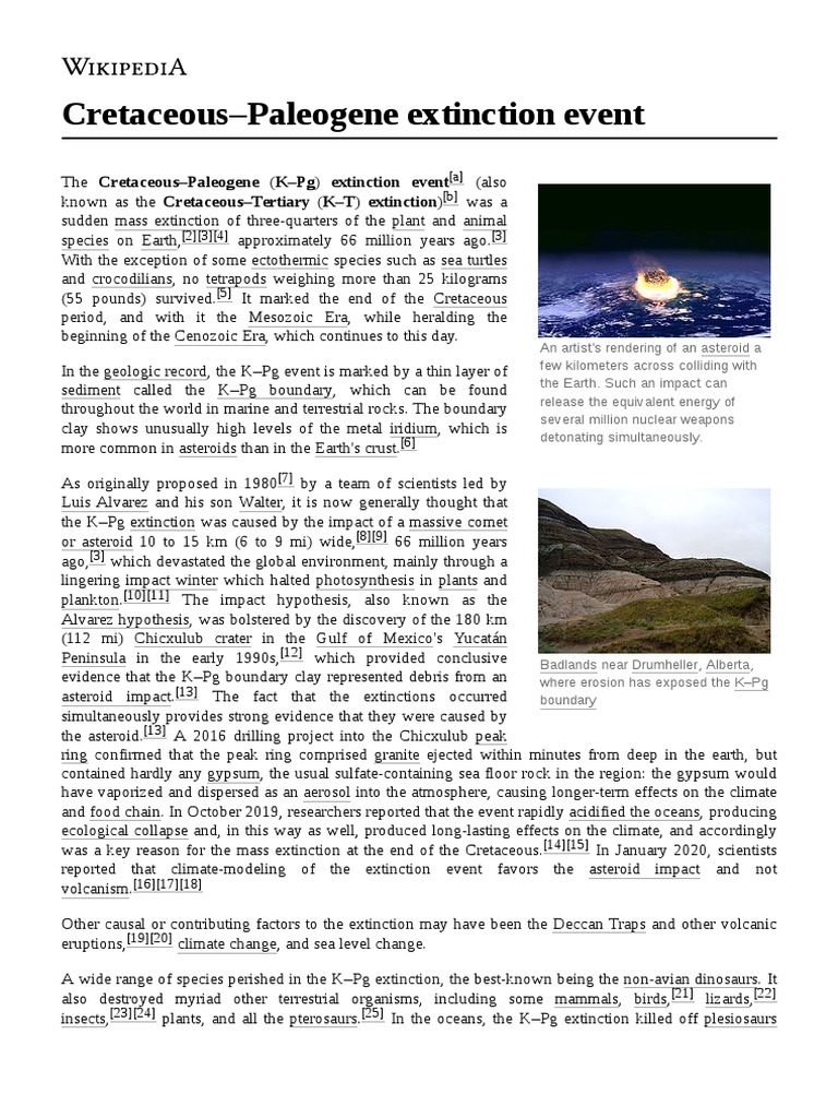 Cretaceous-Paleogene Extinction Event | PDF | Dinosaurs | Cretaceous