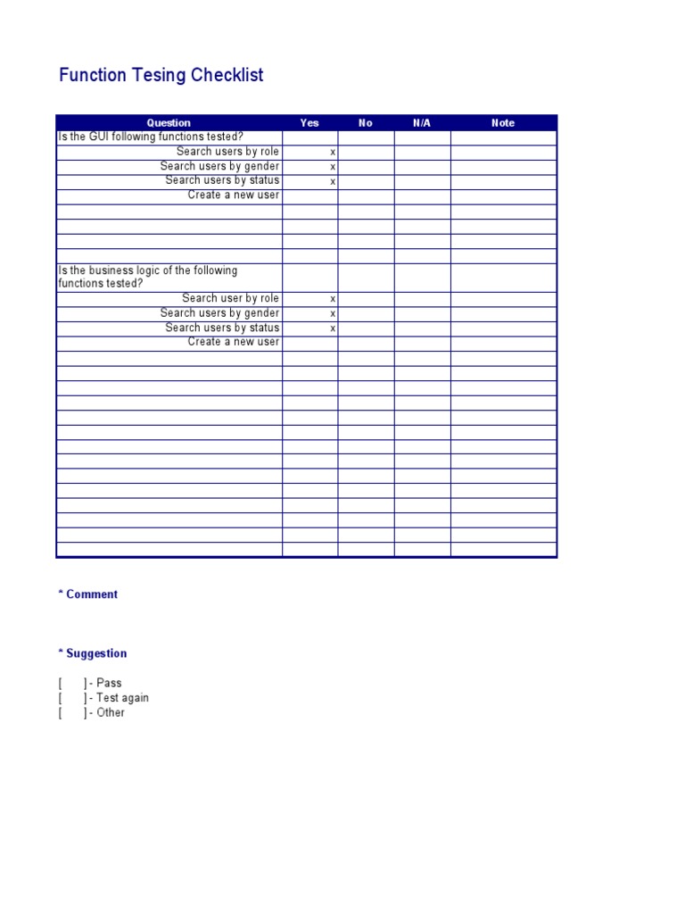 Function Tesing Checklist: Yes No N/A Note | PDF | Cursor (User ...