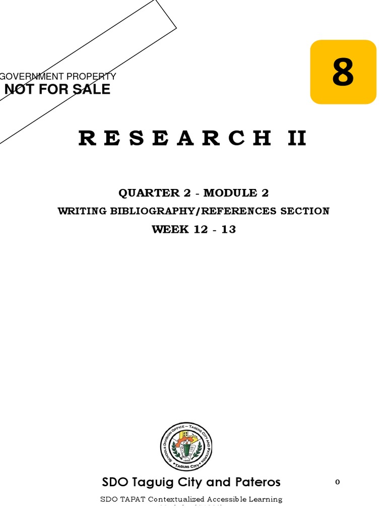 2nd Quarter RESEARCH II Module 2 Lesson 2 | PDF | Apa Style | Citation