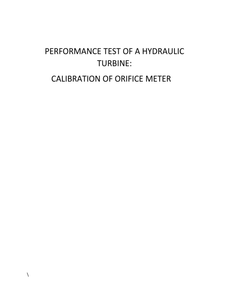 Performance Test of A Hydraulic Turbine Mid Term 2 | PDF | Pressure ...