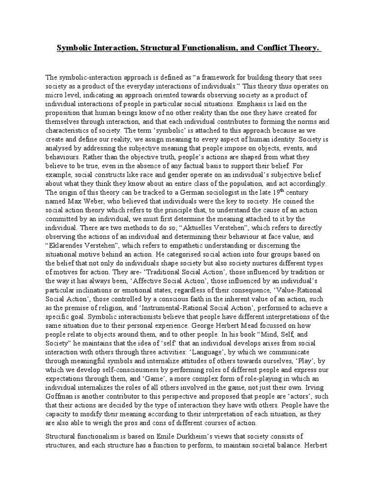 Symbolic Interaction, Structural Functionalism, and Conflict Theory ...