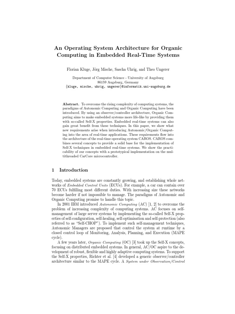 An Operating System Architecture For Organic Computing | PDF | Kernel (Operating System ...