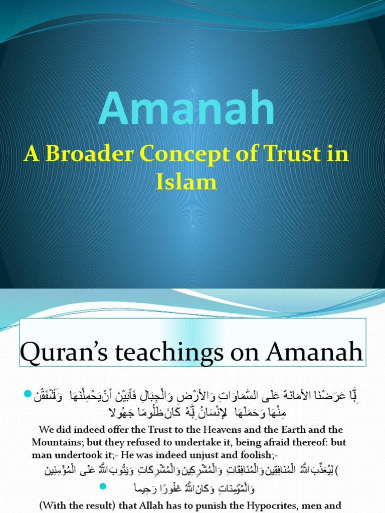 Amanah: A Broader Concept of Trust in Islam | PDF | God In Islam ...