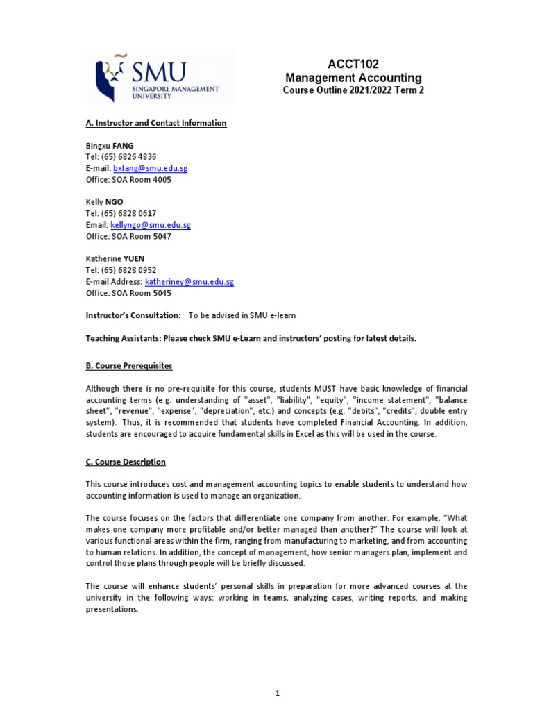 ACCT102 MA Course Outline 2021-2022 S2 Final | PDF | Test (Assessment ...