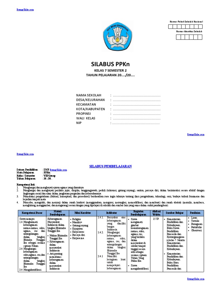 Silabus PKN Kelas 7 Semester 2 | PDF