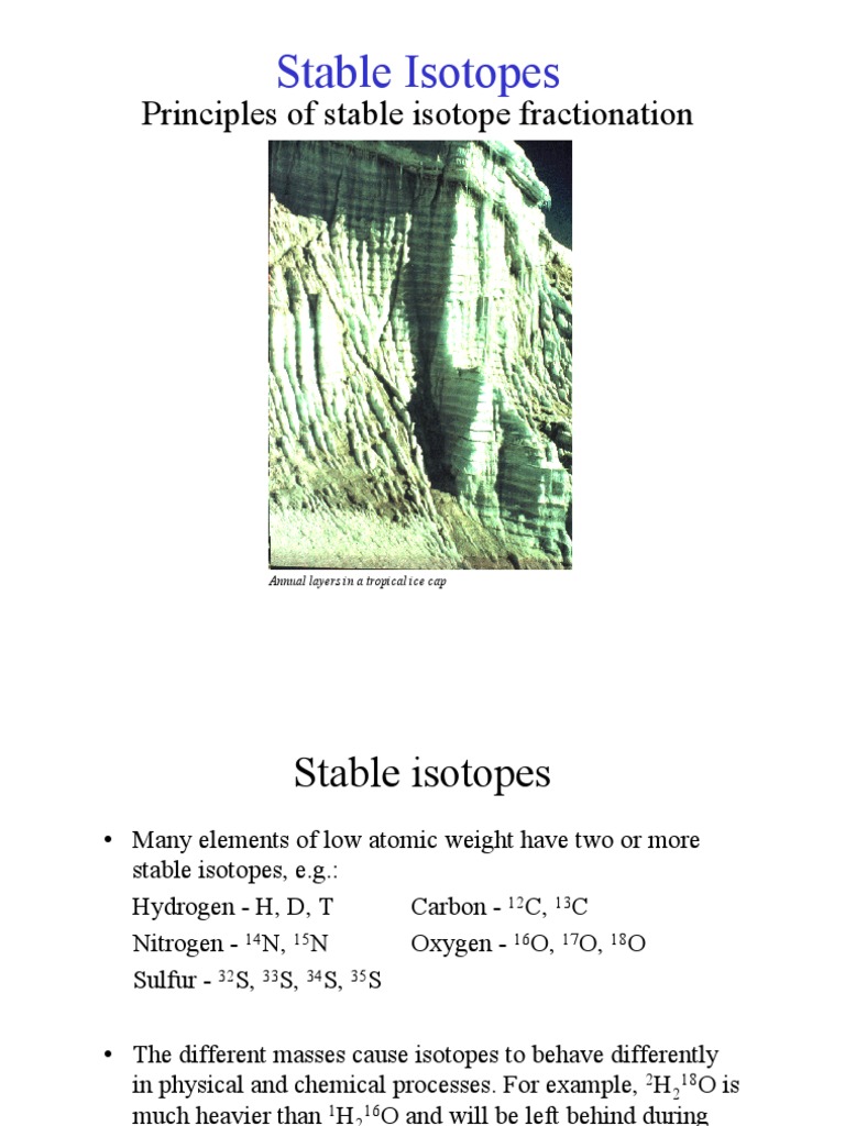 Stable Isotopes: Principles of Stable Isotope Fractionation | PDF ...