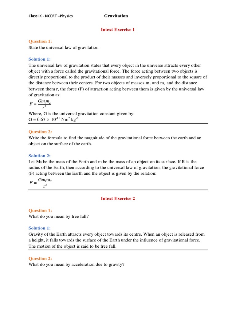 Chapter 10 - Gravitation | PDF | Buoyancy | Weight