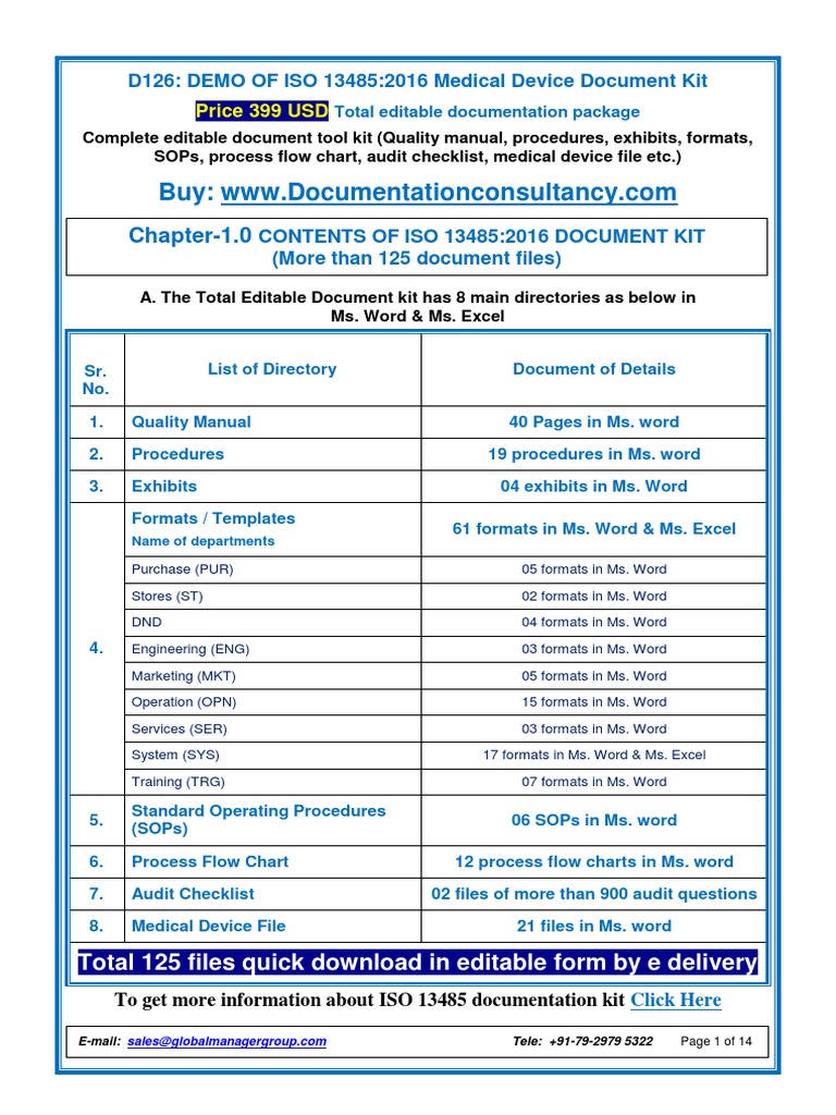 Iso 13485 Manual Documents | PDF | Documentation | Audit