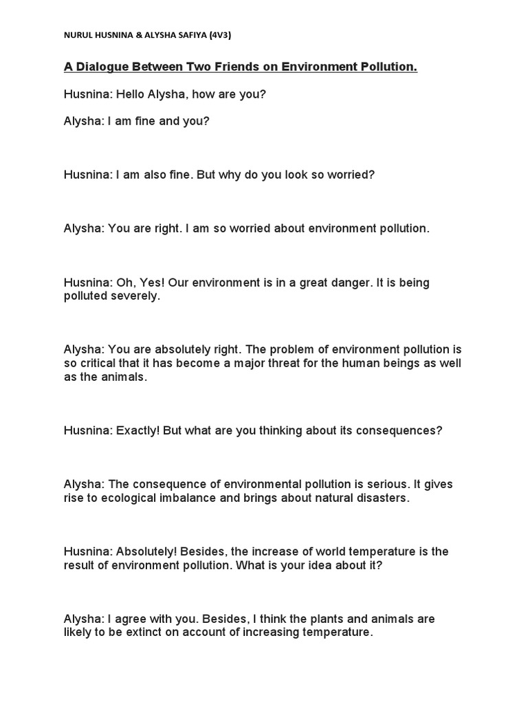 Dialogue on Environmental Pollution | PDF | Science & Mathematics ...