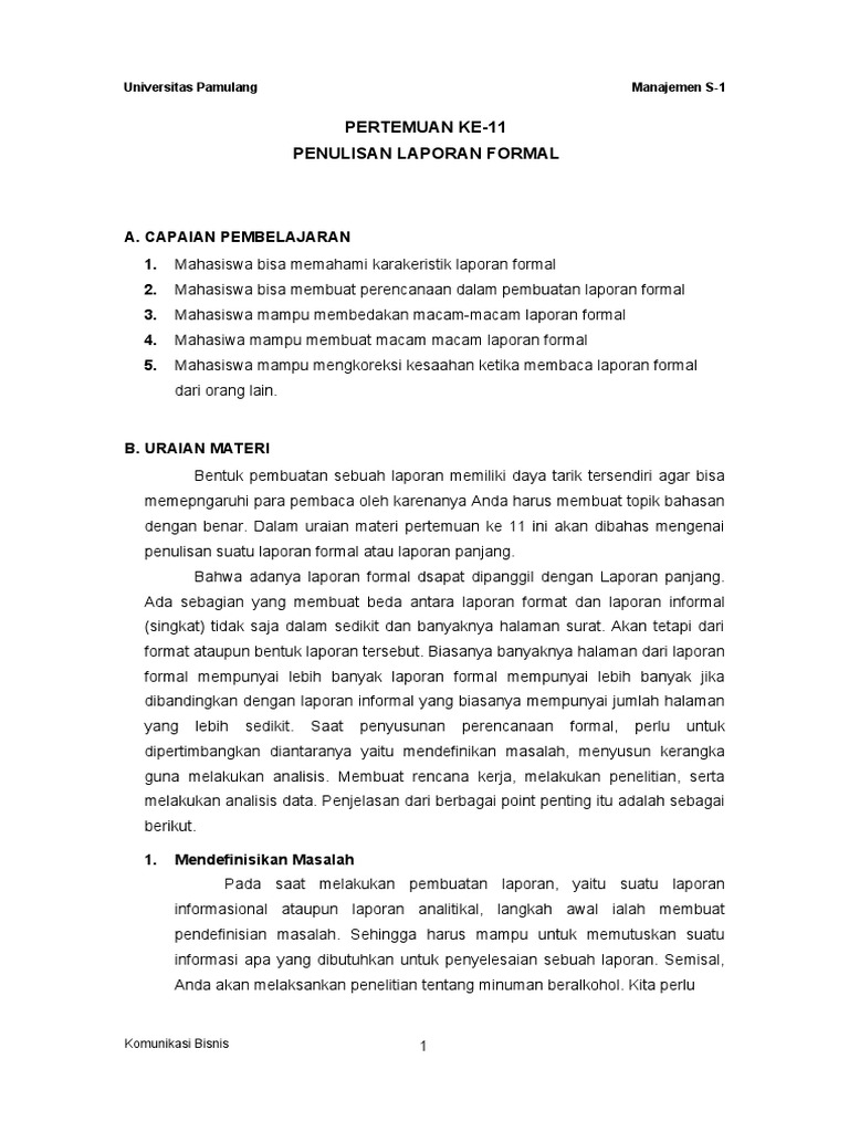 SMJ0252 - 11 - PENULISAN LAPORAN FORMAL-dikonversi | PDF | Karier ...